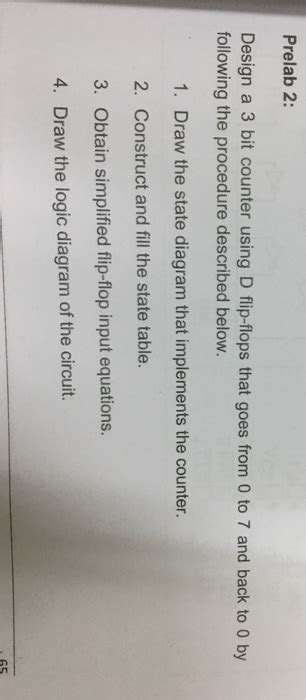 Solved Prelab 2 Design A 3 Bit Counter Using D Flip Flops