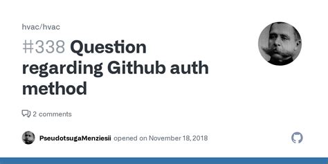 Question Regarding Github Auth Method · Issue 338 · Hvac Hvac · Github