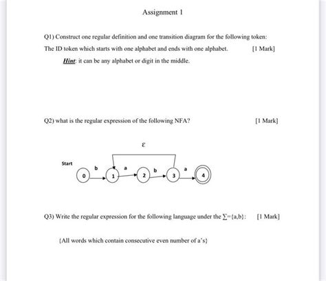 Solved Assignment 1 Q1 Construct One Regular Definition And Chegg Com