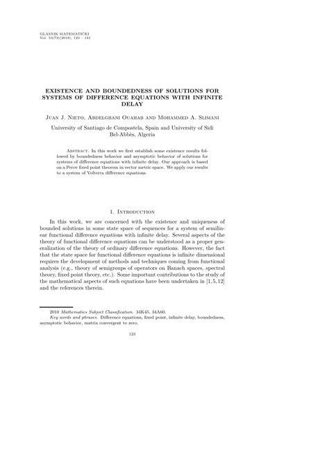 Pdf Existence And Boundedness Of Solutions For Systems Of Difference Equations With Infinite Delay