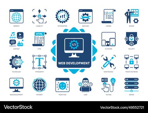 Web Development Solid Icon Set Royalty Free Vector Image