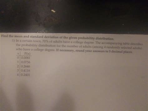 Solved Find The Mean And Standard Deviation Of The Given Chegg