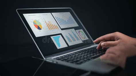 Business Analytics With Charts Human Use Computers To Analyze Business Chart And Manage