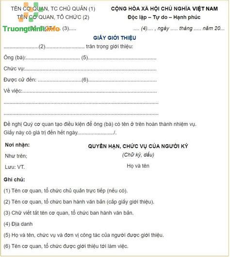 1 Mẫu giấy giới thiệu 2021 chuẩn nhất kèm file tải Word Trường