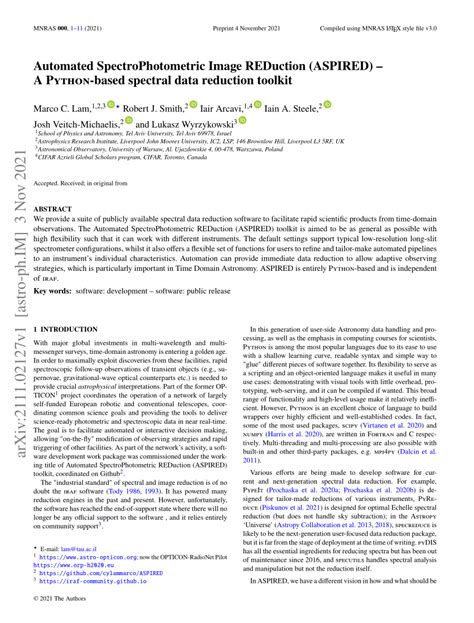 Pdf Automated Spectrophotometric Image Reduction Aspired A Python Based Spectral Data