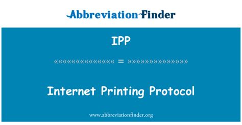 Ipp 代表 互联网打印协议 Internet Printing Protocol