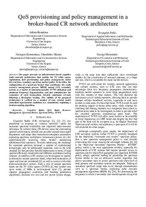 Pdf Qos Provisioning And Policy Management In A Broker Based Cr Network Architecture