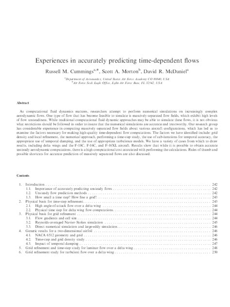 Pdf Experiences In Accurately Predicting Time Dependent Flows