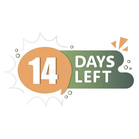 Countdown Text Icon Number 14 Bold Fourteen Days Left Vector Flat