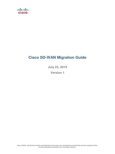 Cisco Sd Wan Migration Guide July 23 2019 Pdf Router Computing Computer Network