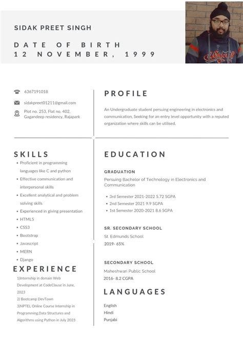 Sidak Preet Singh On Linkedin Resume