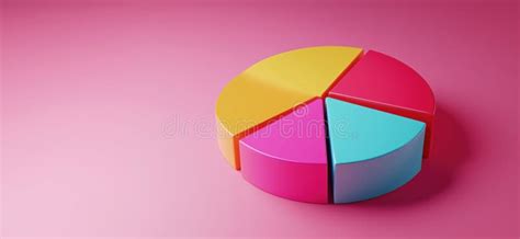Colorful 3d Pie Chart Representation Of Data Segments With Vibrant Colors Yellow Pink Blue