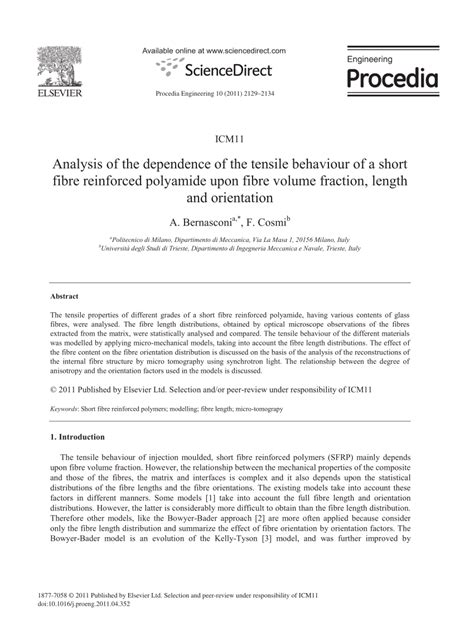 Pdf Analysis Of The Dependence Of The Tensile Behaviour Of A Short