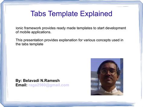 Ionic Tabs Template Explained PPT Web Development Internet