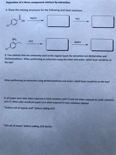 Solved Separation Of A Three Component Mixture By Extraction Chegg