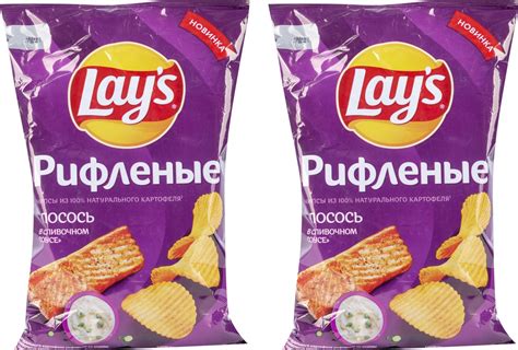 Чипсы Lay's Рифленые Лосось в сливочном соусе 150 г (комплект из 2 шт ...