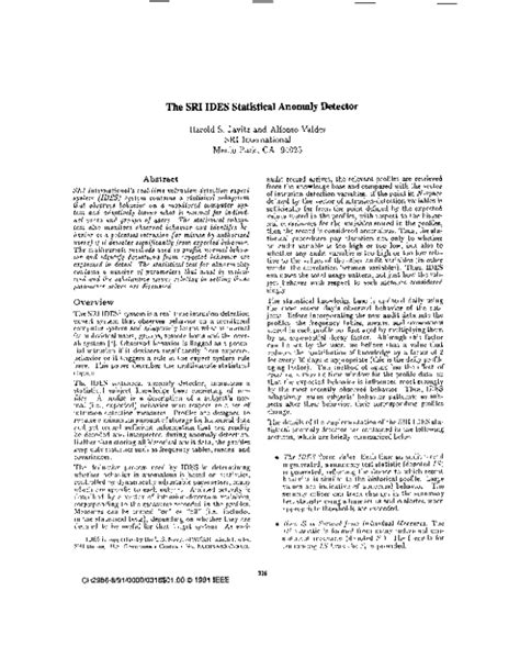 Pdf The Sri Ides Statistical Anomaly Detector