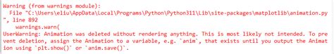 UserWarning Animation Was Deleted Without Rendering Anything Python