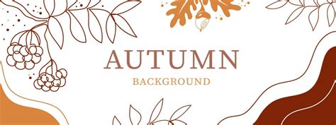 Simple Template Long Banner With Autumn Leaves Rowan Oak Leaf Abstract Dots Elements Text