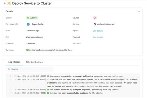 approval workflows for service deployment port