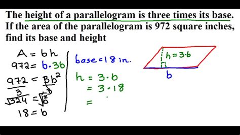 10 1 Area Of Parallelogram And Triangle Word Problems Geometry Youtube