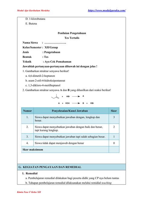 Modul Ajar Kimia Kelas Fase F Kurikulum Merdeka Pdf