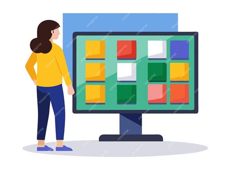 Premium Vector Girl Selected Box On Computer Monitor Modern Technologies And Services Ui