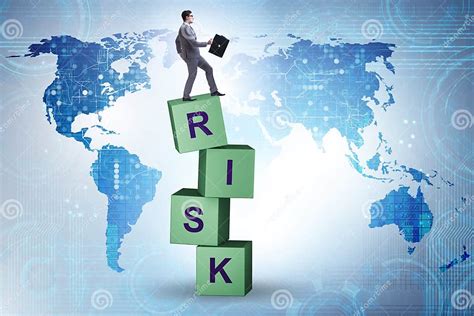 Risk Management Concept With Businessman On Cubes Stock Illustration