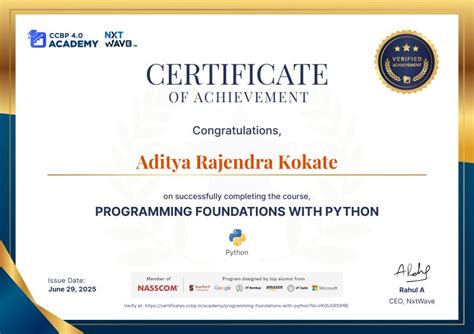 🐍 Python Certification Unlocked Aditya Kokate