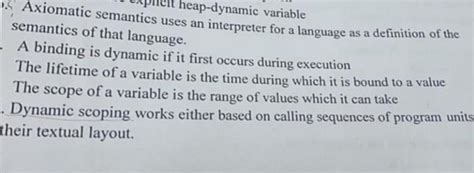 Solved Heap Dynamic Variable 15 Axiomatic Semantics Uses An