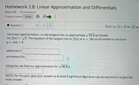 Solved Homework 2 8 Linear Approximation And Differentials