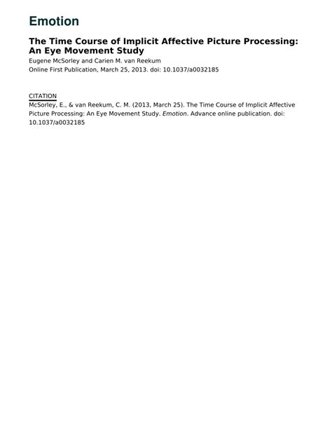 Pdf The Time Course Of Implicit Affective Picture Processing An Eye