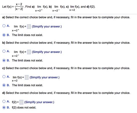 solved let f x 1 2 find a lim f x b lim f x c