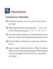 Understanding Roots And X Intercepts In Polynomial Equations Course Hero