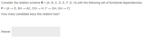 solved consider the relation scheme r {a b c d e f