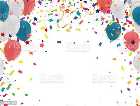 화려한 풍선과 색종이 조각이 있는 생일 축하 배경 벡터 그림입니다 생일에 대한 스톡 벡터 아트 및 기타 이미지 생일 2월 3차원 형태 Istock