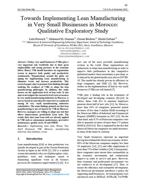Towards Implementing Lean Manufacturing Pdf Lean Manufacturing Business