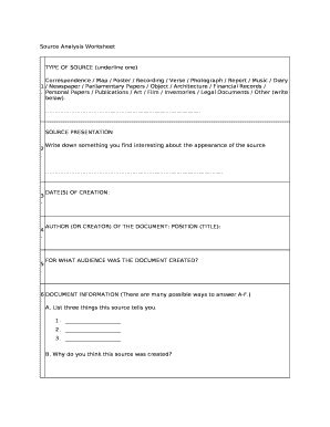 Source Analysis Worksheet Ewds Strath Ac Doc Template PdfFiller