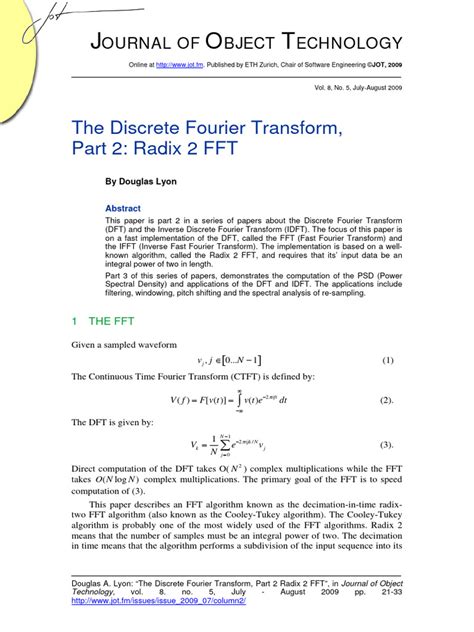 column 2 pdf fast fourier transform discrete fourier transform