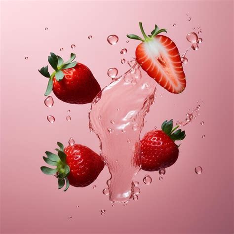 Premium Photo Strawberries Some Sliced Thrown In Air From Table Fresh