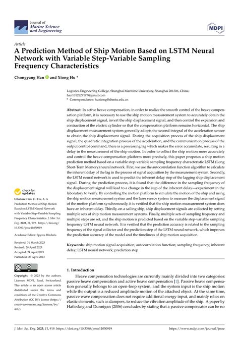 pdf a prediction method of ship motion based on lstm neural network