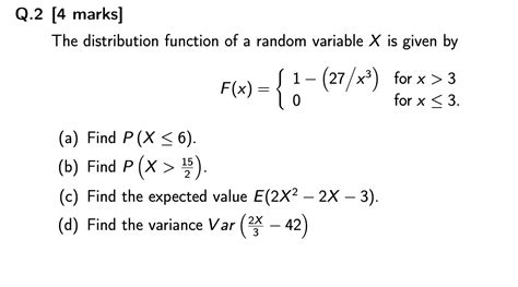 solved the distribution function of a random variable x is