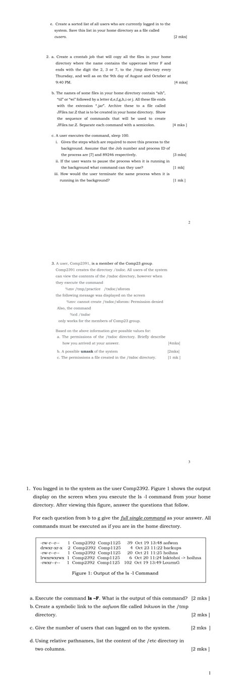 Solved This Is Unix I Need All The Answers Please