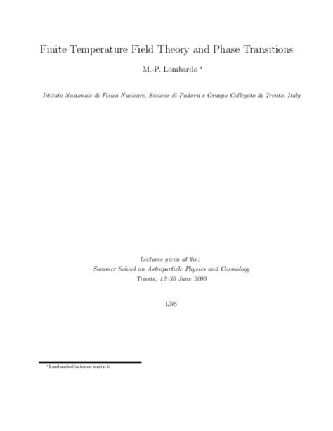 Pdf Finite Temperature Field Theory