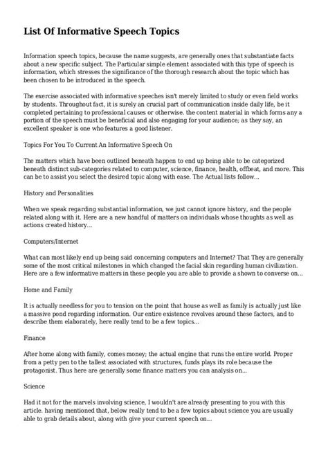 😎 List Of Informative Speeches Diversely Informative Speech Topics For