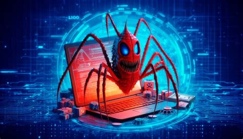 A Computer Screen With A Spider On It And A Laptop In The Background Premium Ai Generated Image