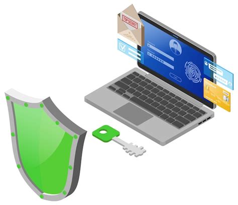 Premium Vector Computer Cyber Internet Personal Data Security Protection Laptop With
