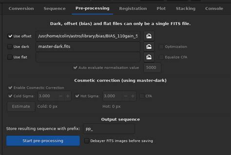 preprocessing with siril wolf creek observatory