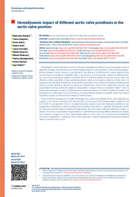Pdf Hemodynamic Impact Of Different Aortic Valve Prosthesis In The Aortic Valve Position