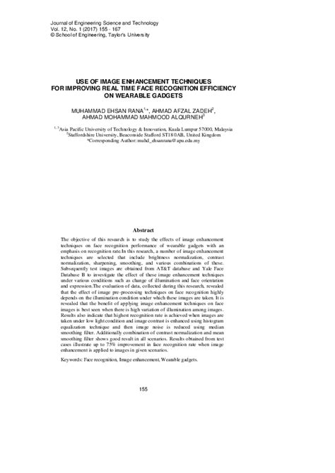 Pdf Use Of Image Enhancement Techniques For Improving Real Time Face